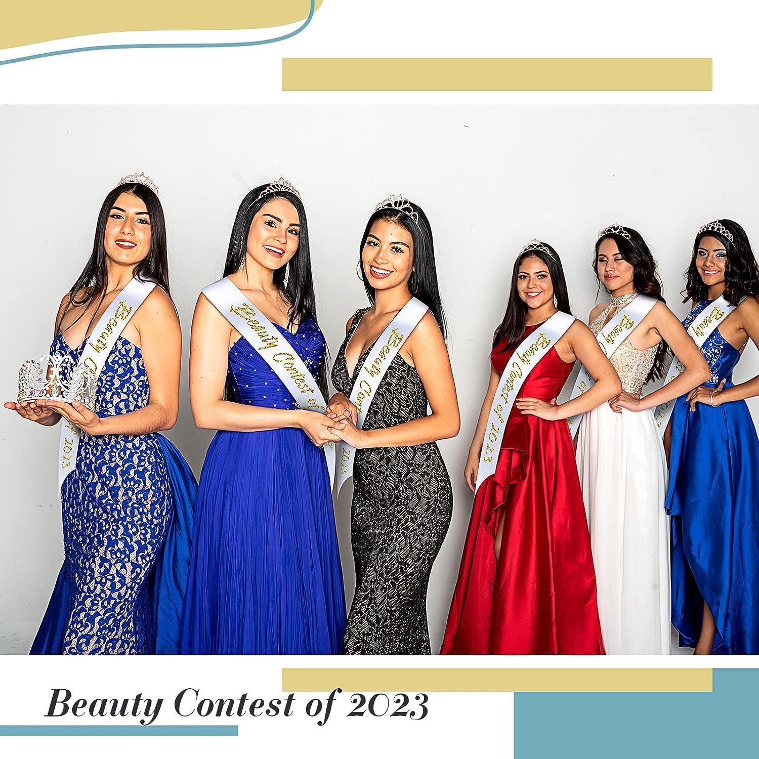 12 Blank Sashes and Tiara Set Prom Queen Satin Sashes for Pageants ...