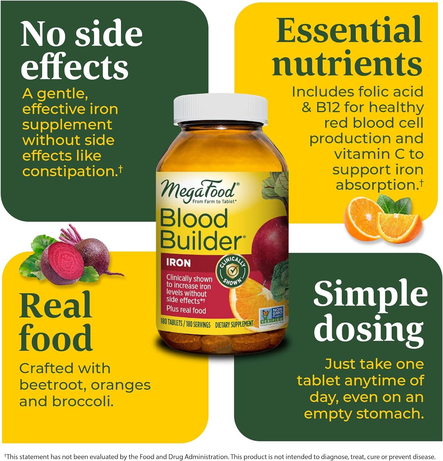 MegaFood Blood Builder Iron Supplement & Multivitamin - 180 Tablets for ...