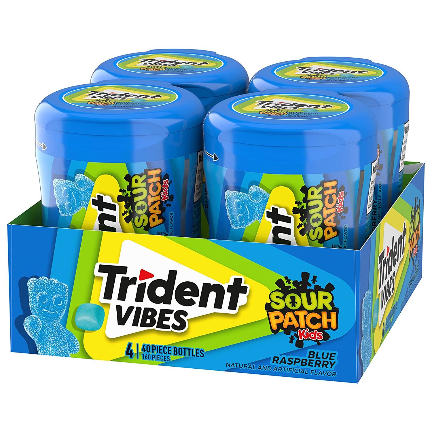 Trident Vibes SOUR PATCH KIDS Blue Raspberry Sugar Free Gum - 160 ...
