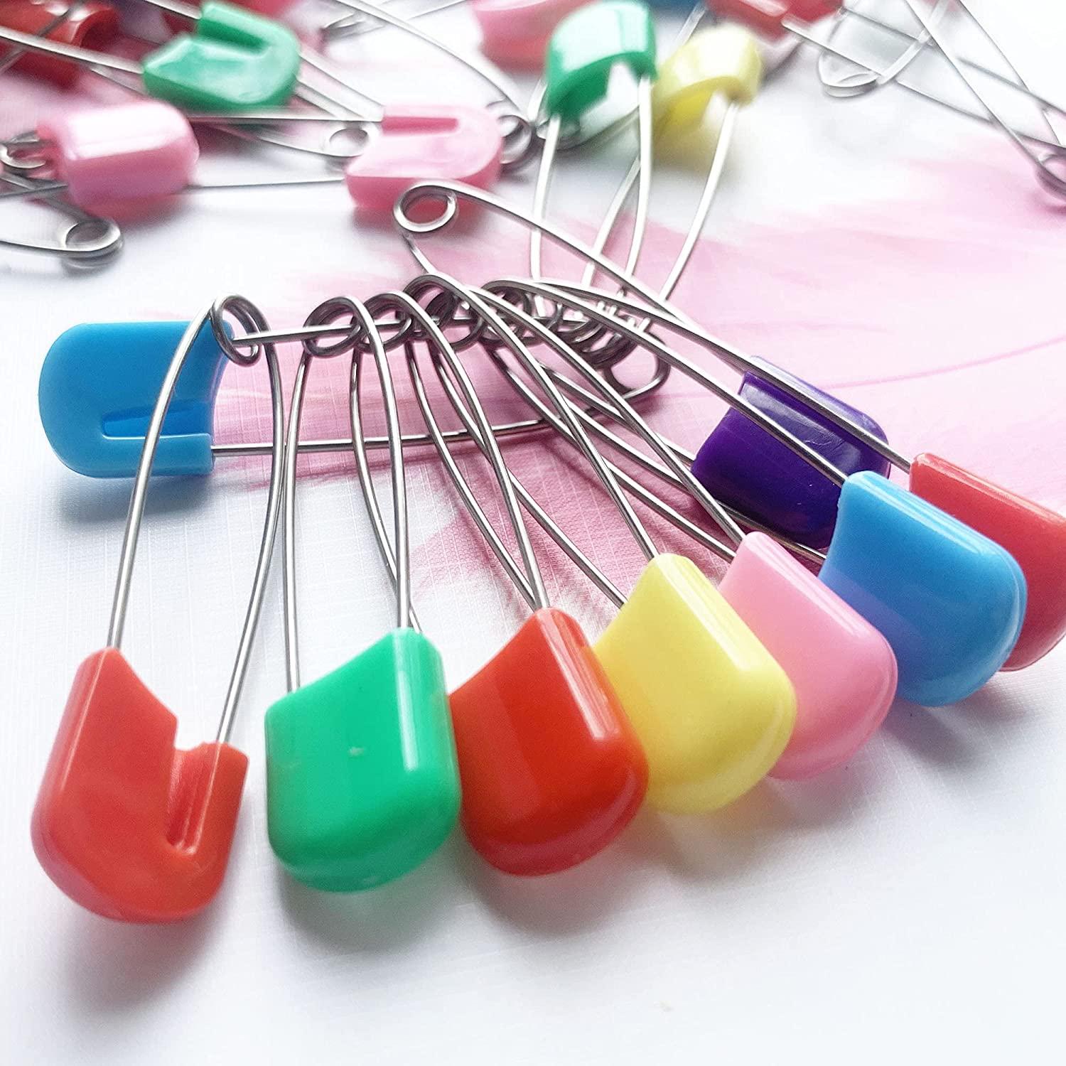 100 Pieces Diaper Pins 2.2 inch Baby Safety Pins Long Plastic Head ...