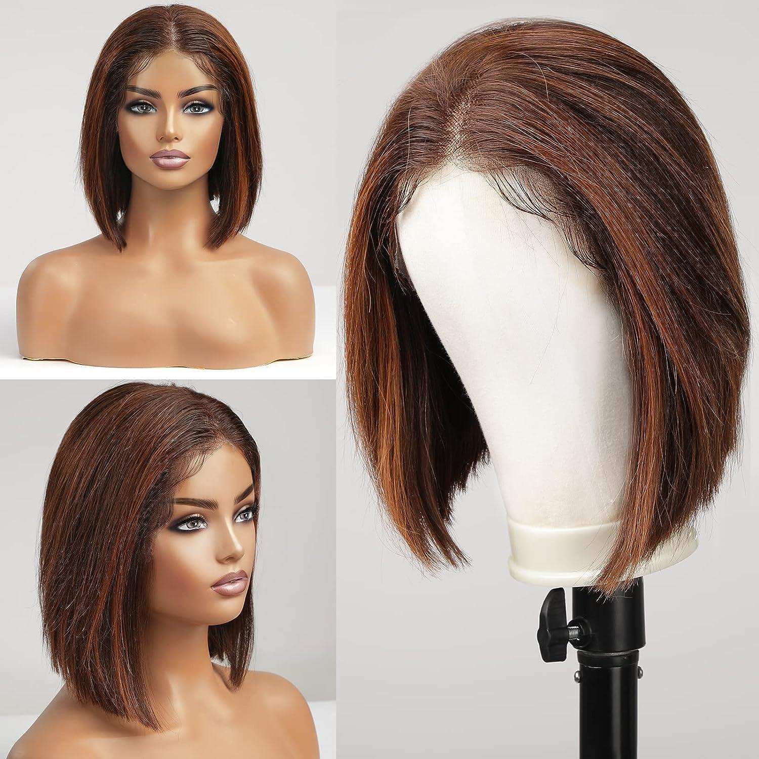 ALANHAIR 10 Inch Bob Wig | 150% Density Brazilian Virgin Human Hair ...