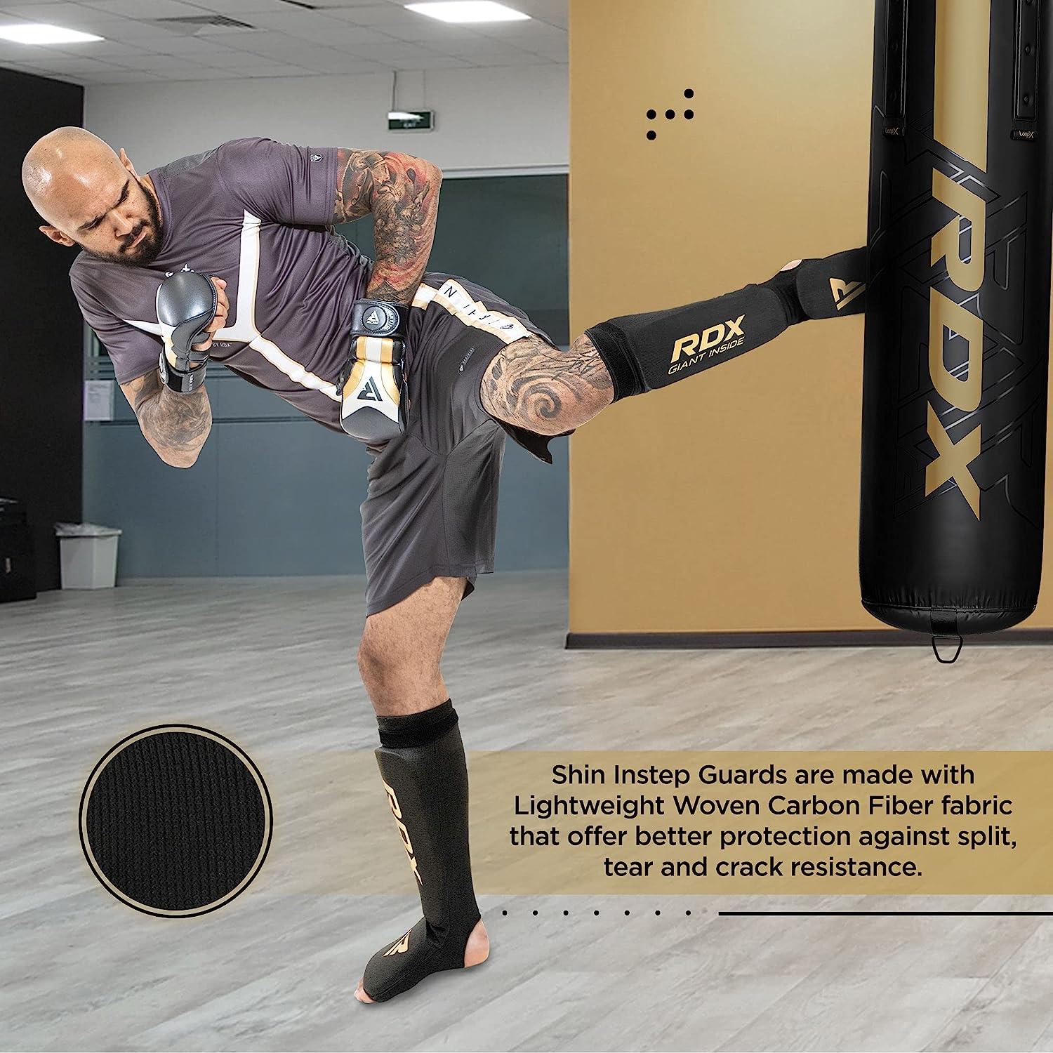 RDX Shin Guards Kickboxing Muay Thai | SATRA Approved MMA Leg Instep Pads | Sparring Training ...