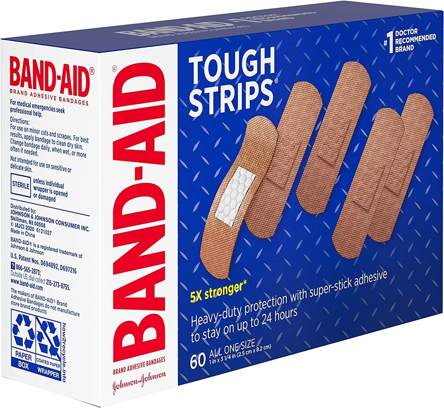 Band-Aid Tough Strips Adhesive Bandages All One Size - 180 Count (60 ct ...