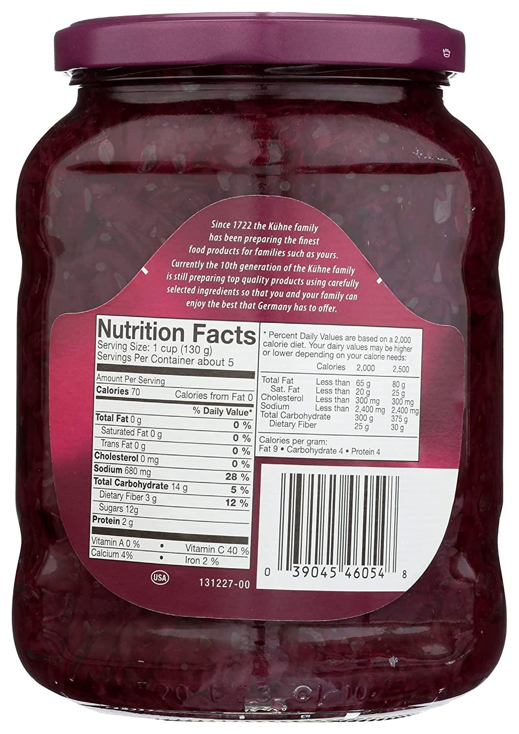 Kuhne Cabbage Red 24 oz - Premium Quality Pickled Red Cabbage | Buy ...