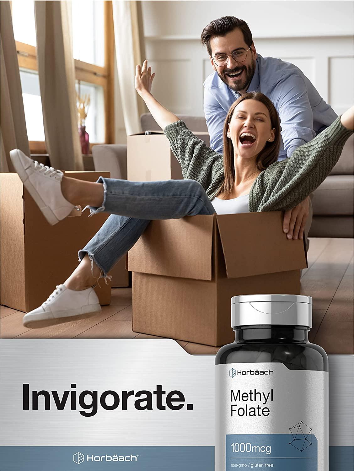 Methyl Folate 1000mcg 5-MTHF | 200 Capsules Folic Acid Supplement | Non ...