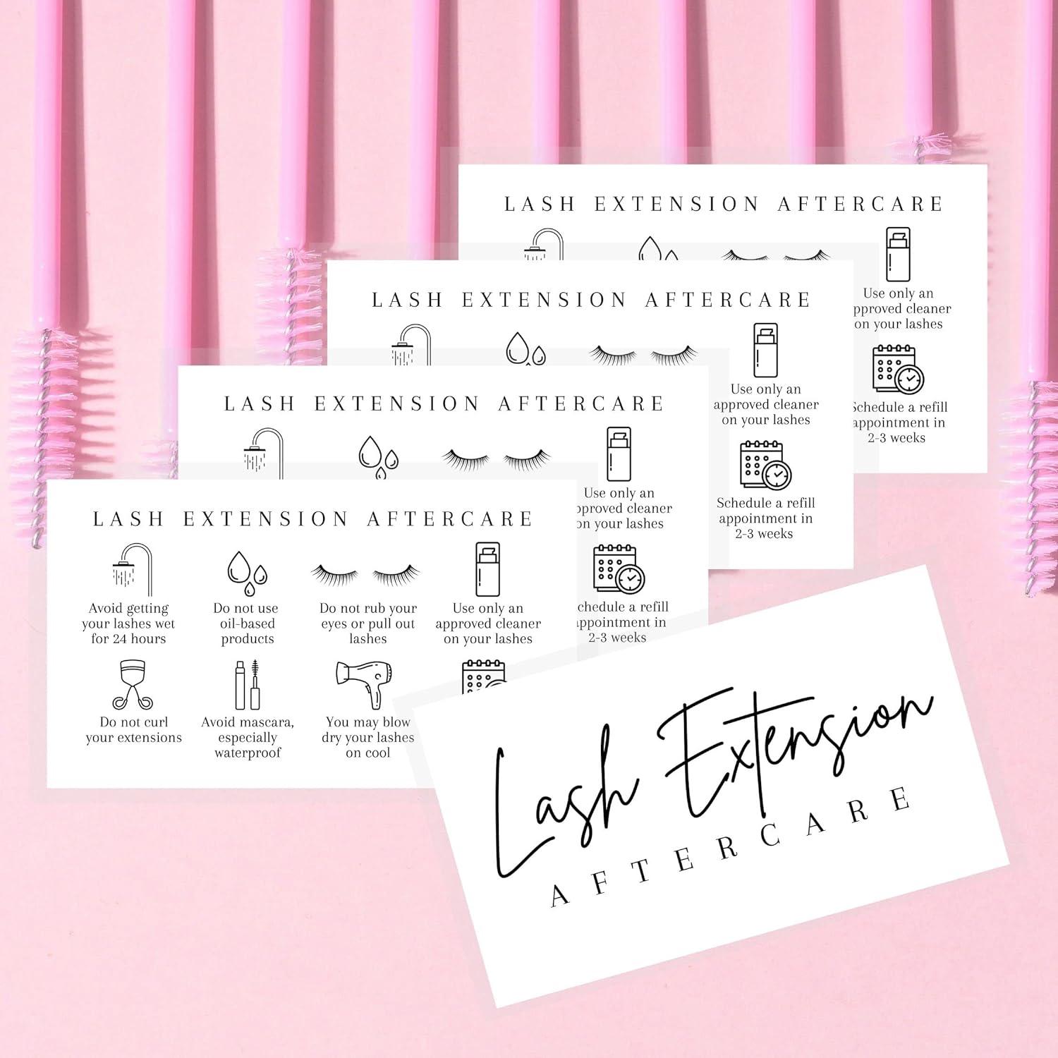 Lash Aftercare Extension Care Cards | 50 Pack | Eyelash False 2 x 3.5 ...