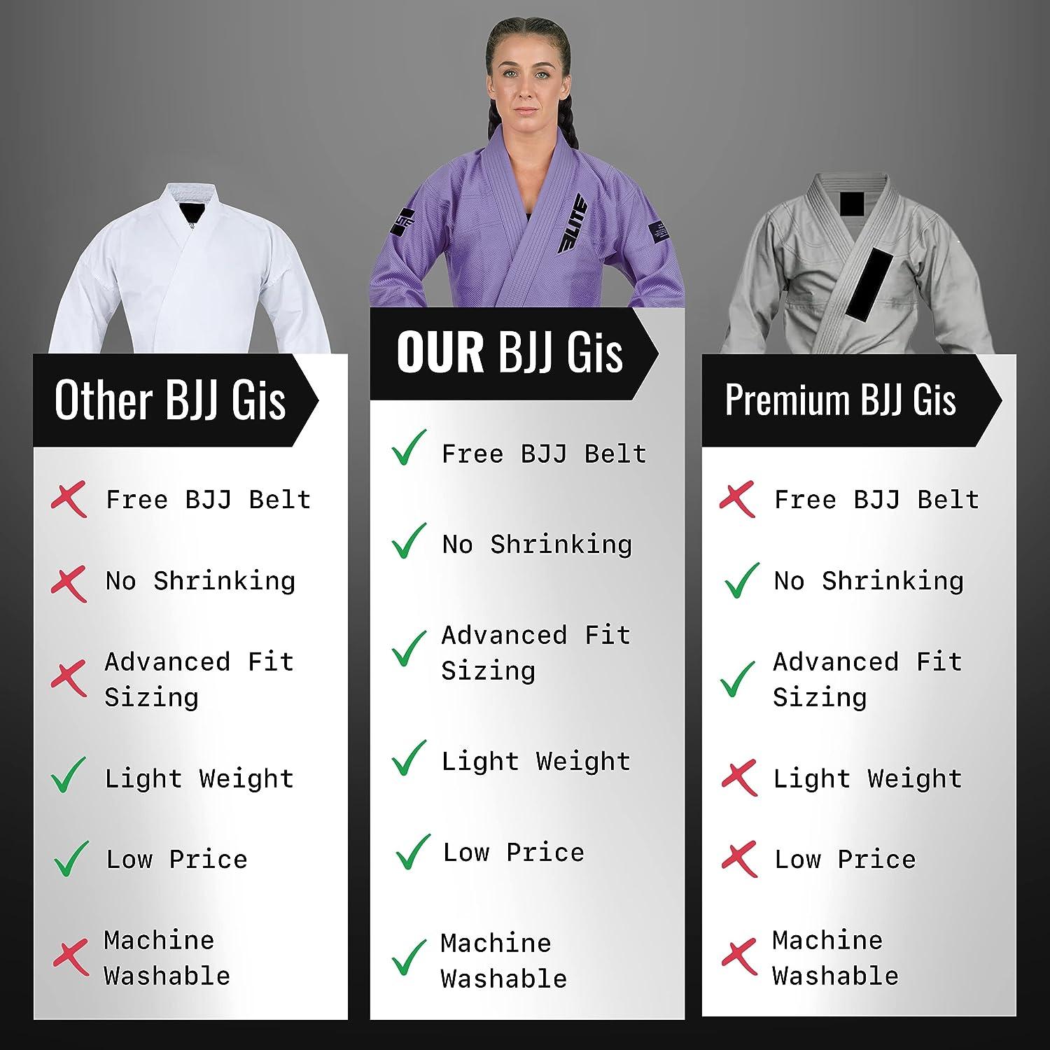 Elite Sports Ultra-Light Women's BJJ GI - Purple | IBJJF Jiu-Jitsu GI for Girls | Special Sizing ...