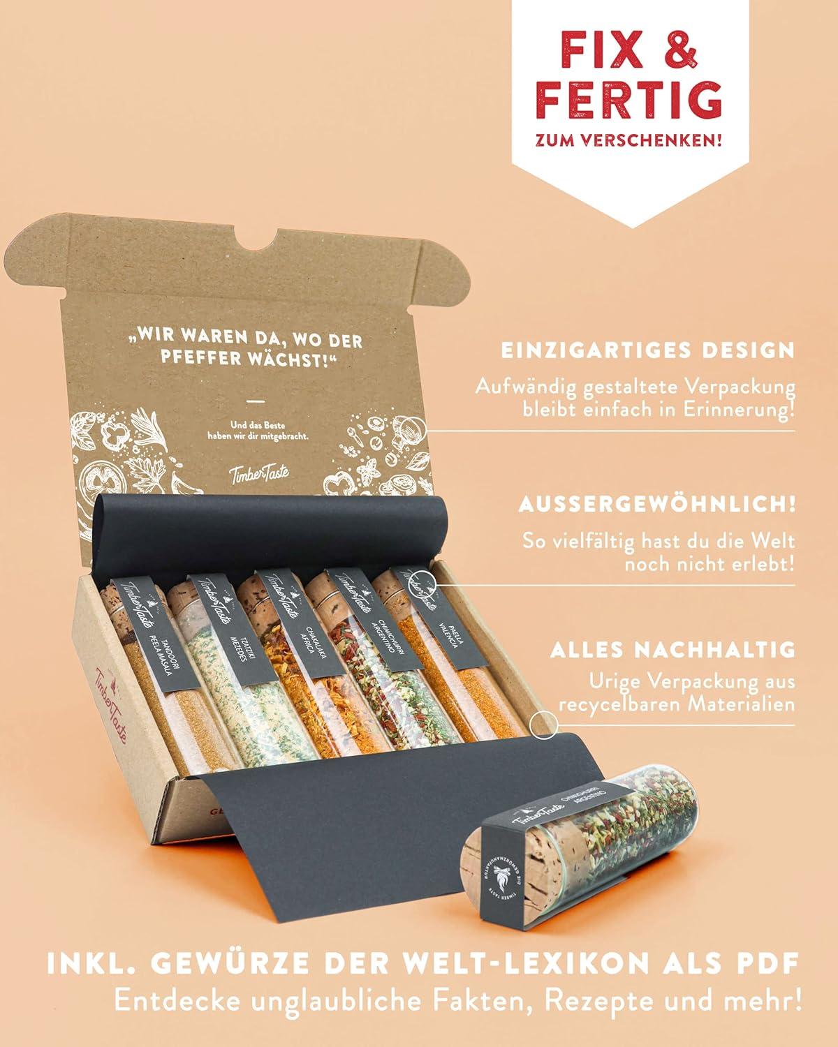 Timber Taste 5 Spices Set | Unique Global Spice Gifts for Him & Her ...