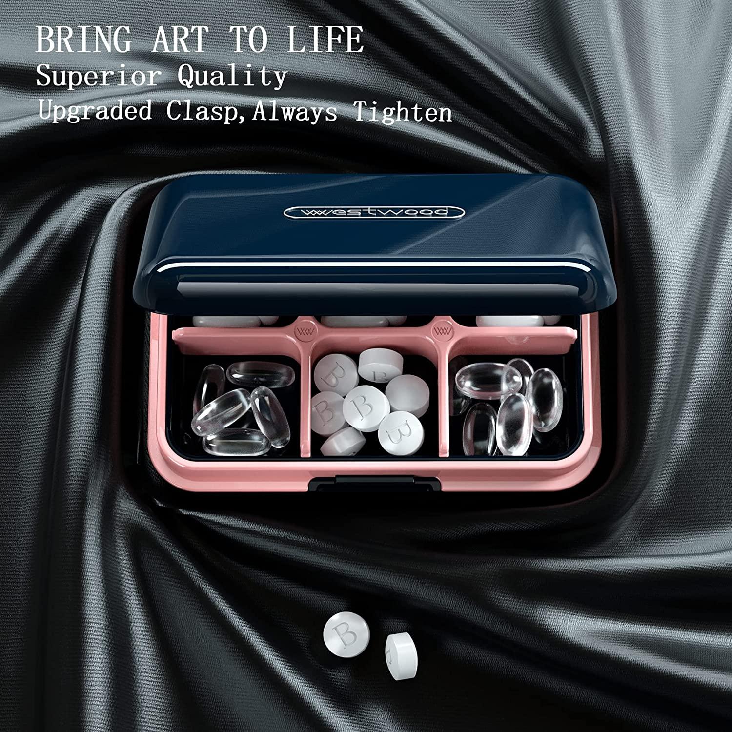 Small Waterproof Travel Pill Organizer - Portable Pill Box with 6 ...