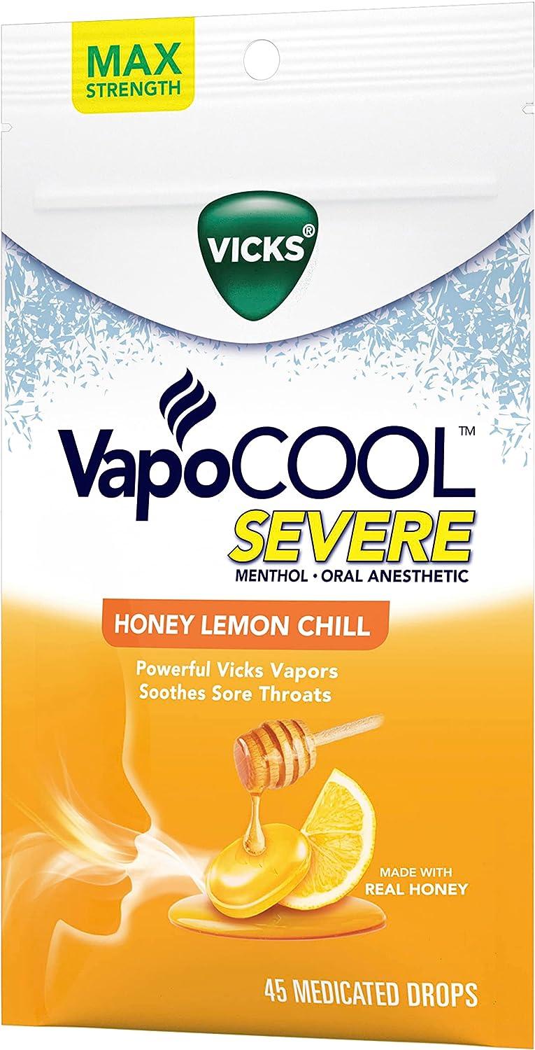 Vicks VapoCOOL Severe Medicated Drops - Menthol for Sore Throat Pain ...