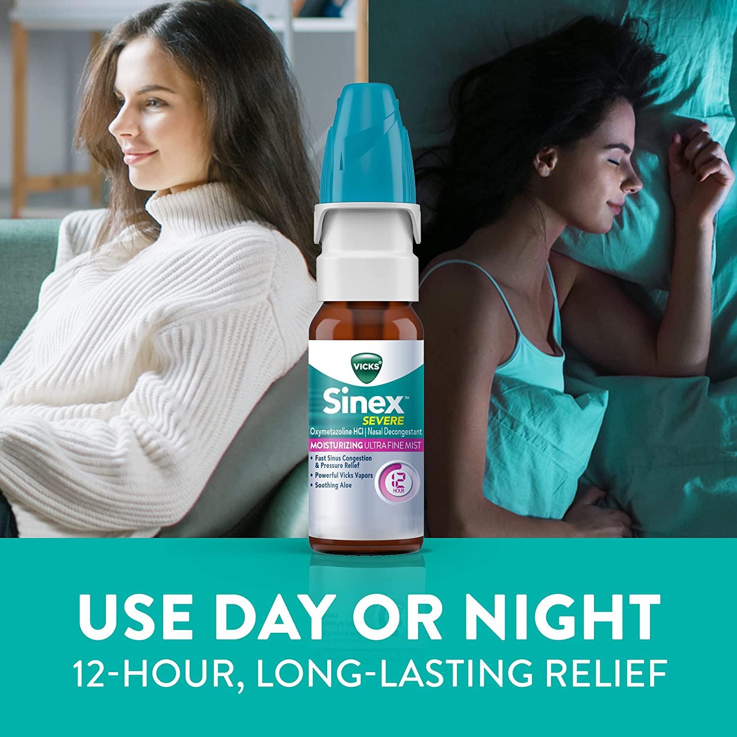 Vicks Sinex SEVERE Nasal Spray with Aloe | Decongestant Relief for Cold ...