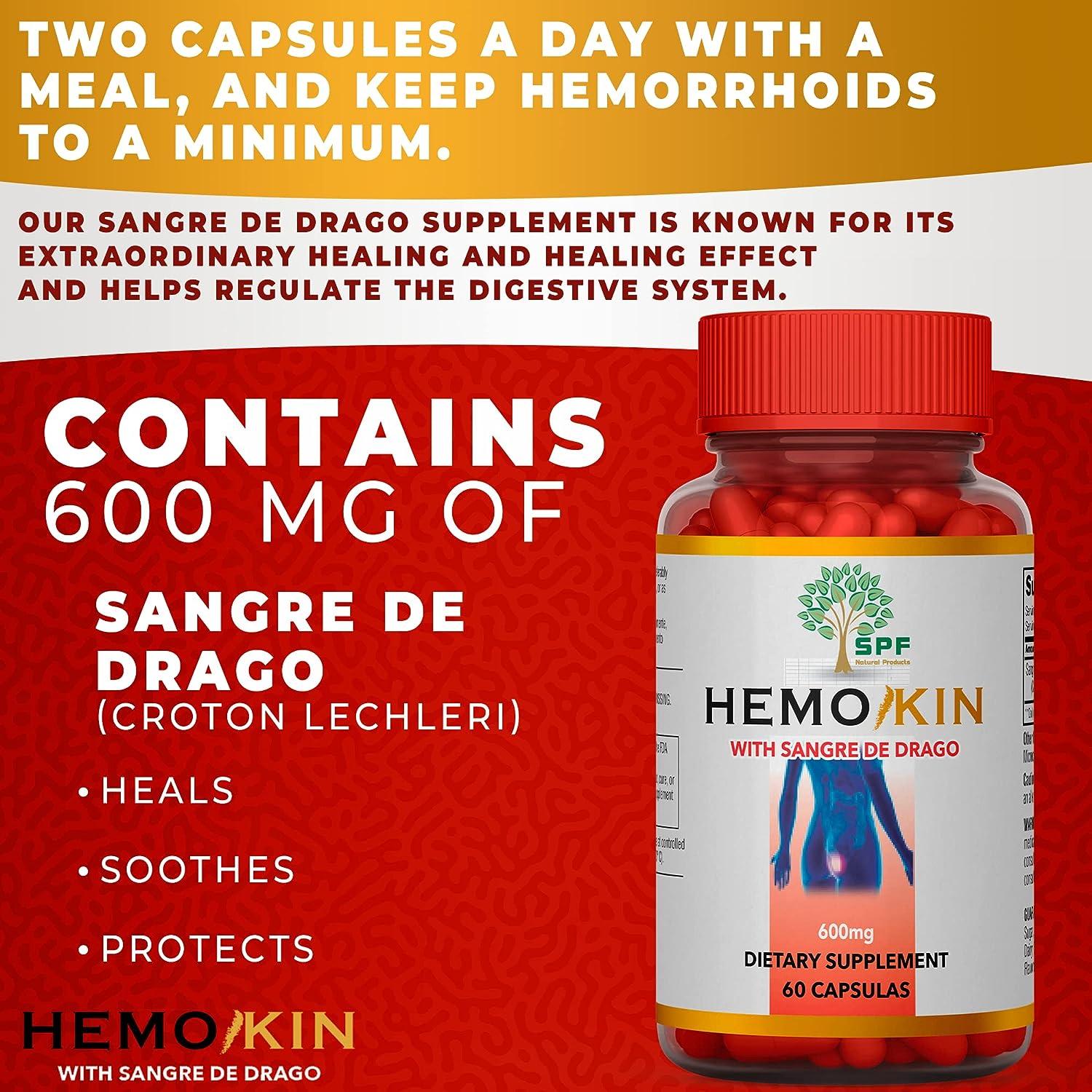 Hemokin with Sangre de Drago Hemorrhoid & Fissure Relief Supplement ...