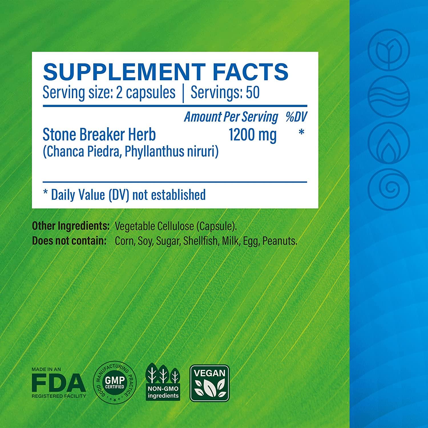 Chanca Piedra Capsules - 1600mg Stone Breaker for Kidney & Gallbladder ...