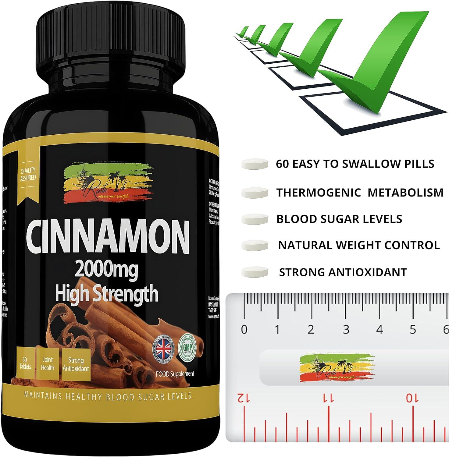 Cinnamon Tablets 2000mg - Blood Sugar Control Supplement - High ...