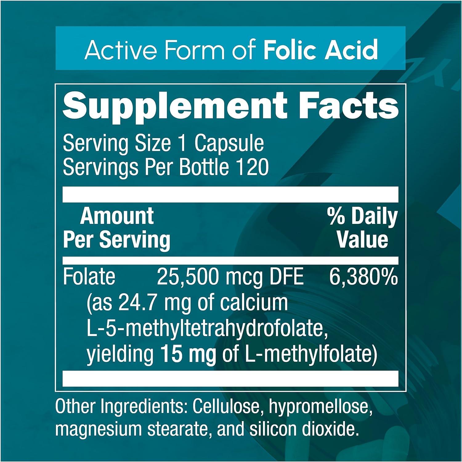 L-Methylfolate 15mg (120 Vegan Capsules) - High Absorption & Potency ...