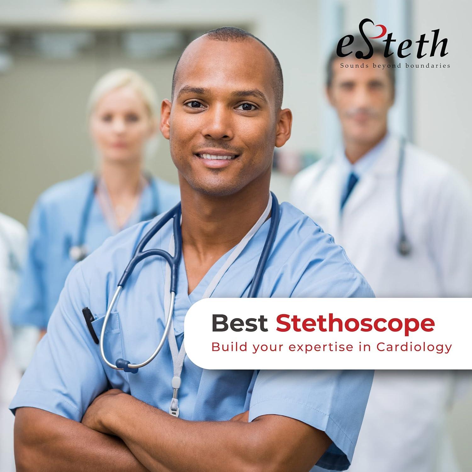 eSteth Cardiology Stethoscope - Ultra Sensitive Single Head - Extra Ear ...