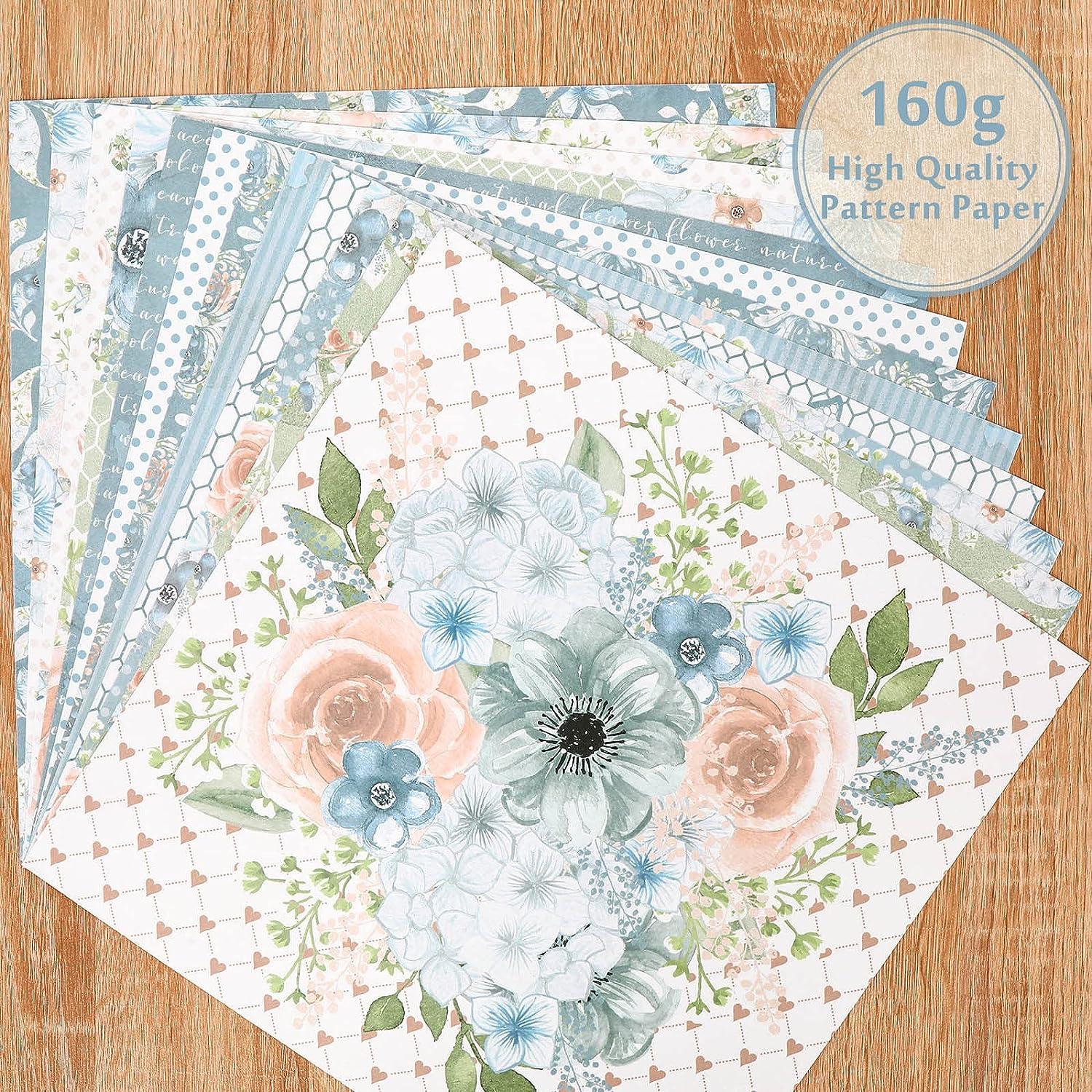 Whaline 24Pcs Blue Floral Pattern Paper 30x30cm - Double-Sided ...