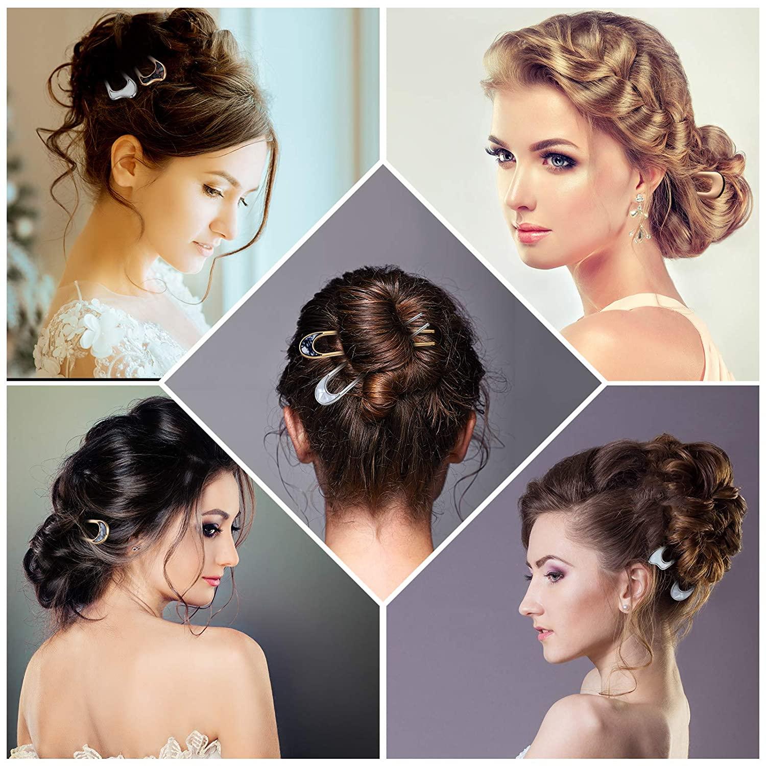 8-Piece Metal U-Shaped French Hair Pins Set with Cute Patterns ...