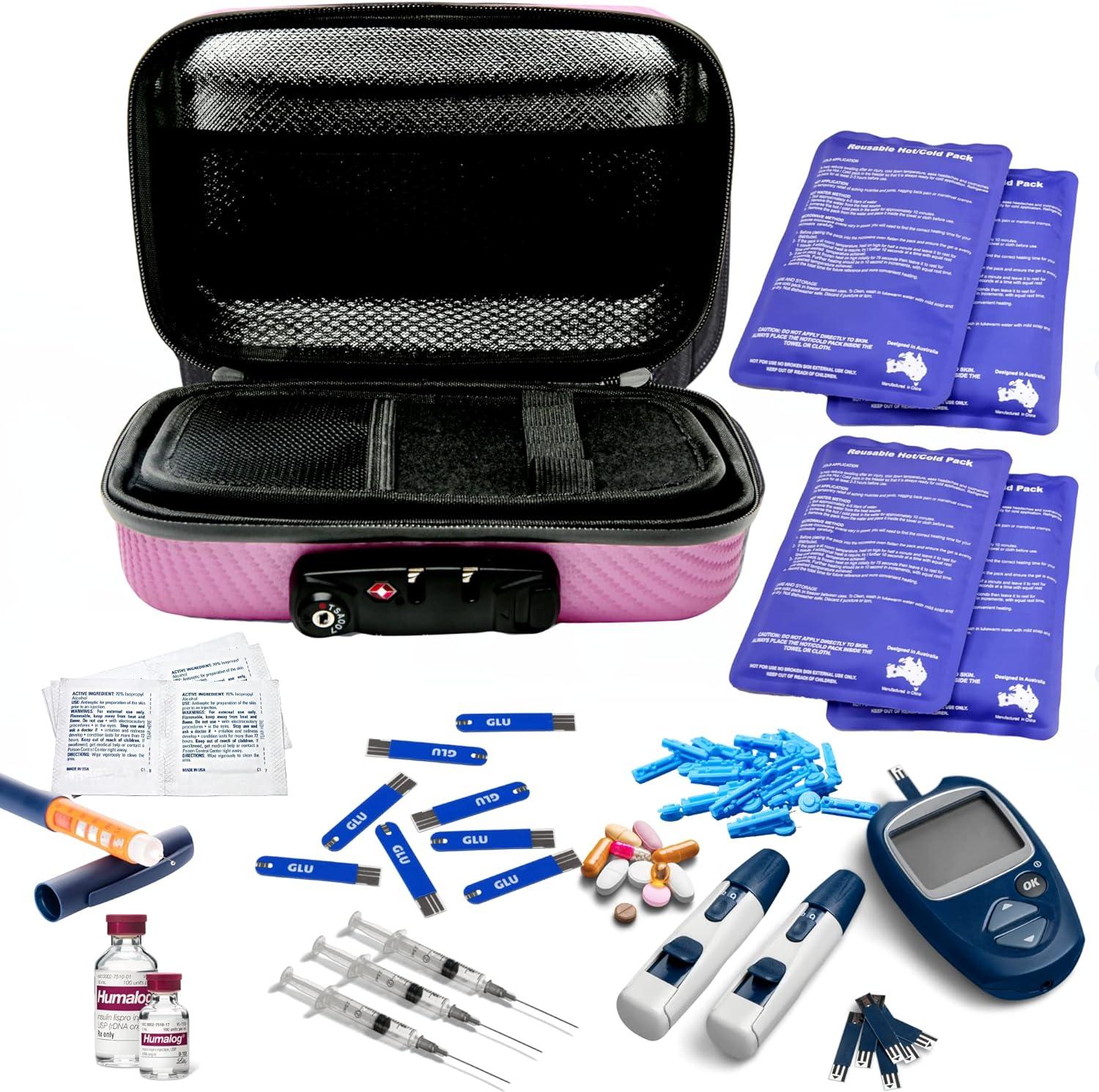 Lockable Insulin Cooler Travel Case | Insulated Diabetic Bag with Gel ...