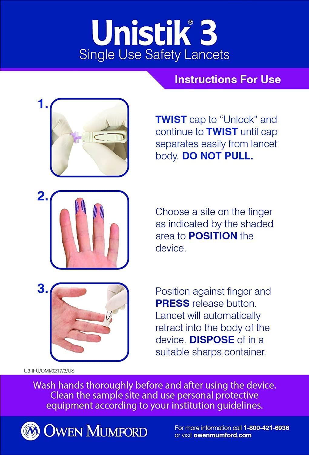 Owen Mumford Unistik 3 Gentle Safety Lancets - 200 Count | Buy Now with ...