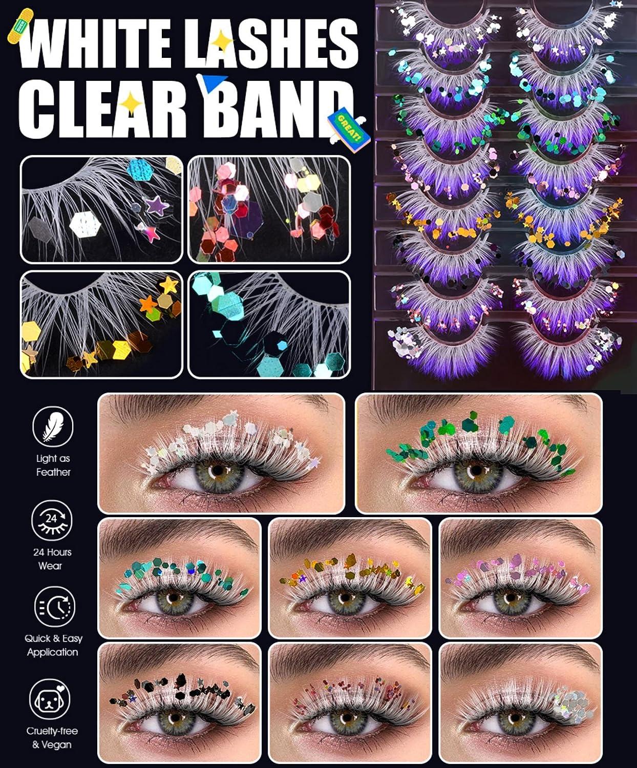 HeyAlice White Eyelashes with Colors Christmas Decorations - 8 Mixed ...