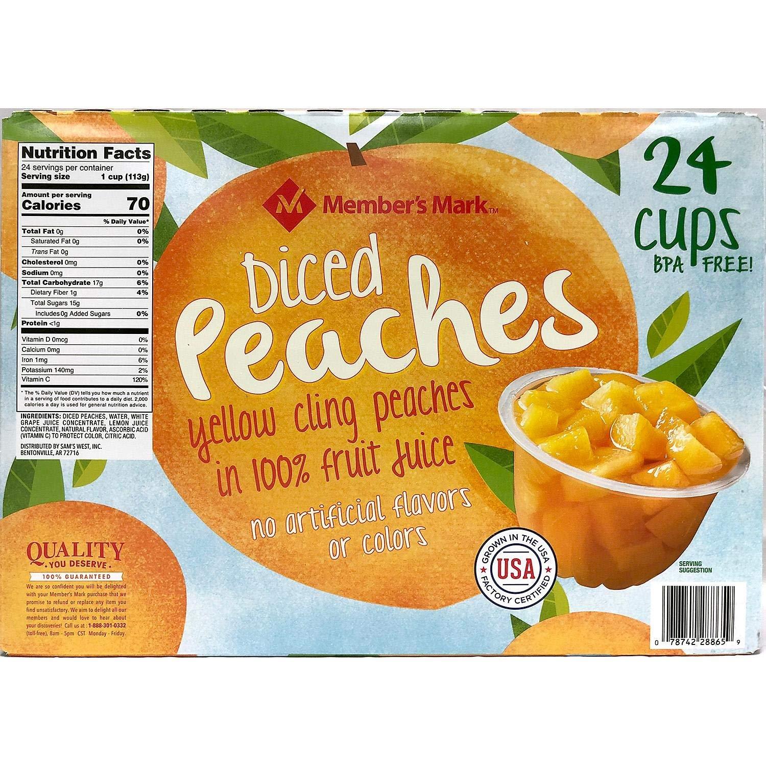 Member's Mark Diced Peaches in 100% Fruit Juice (4 oz 24 ct.) - Buy ...