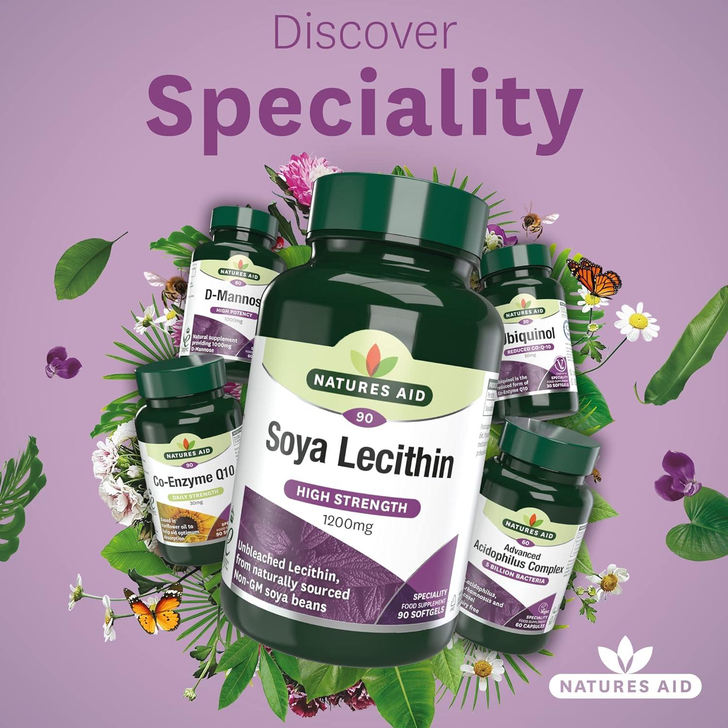 Natures Aid Lecithin 1200mg 90 Softgels - Non-GMO Soya Beans Source ...