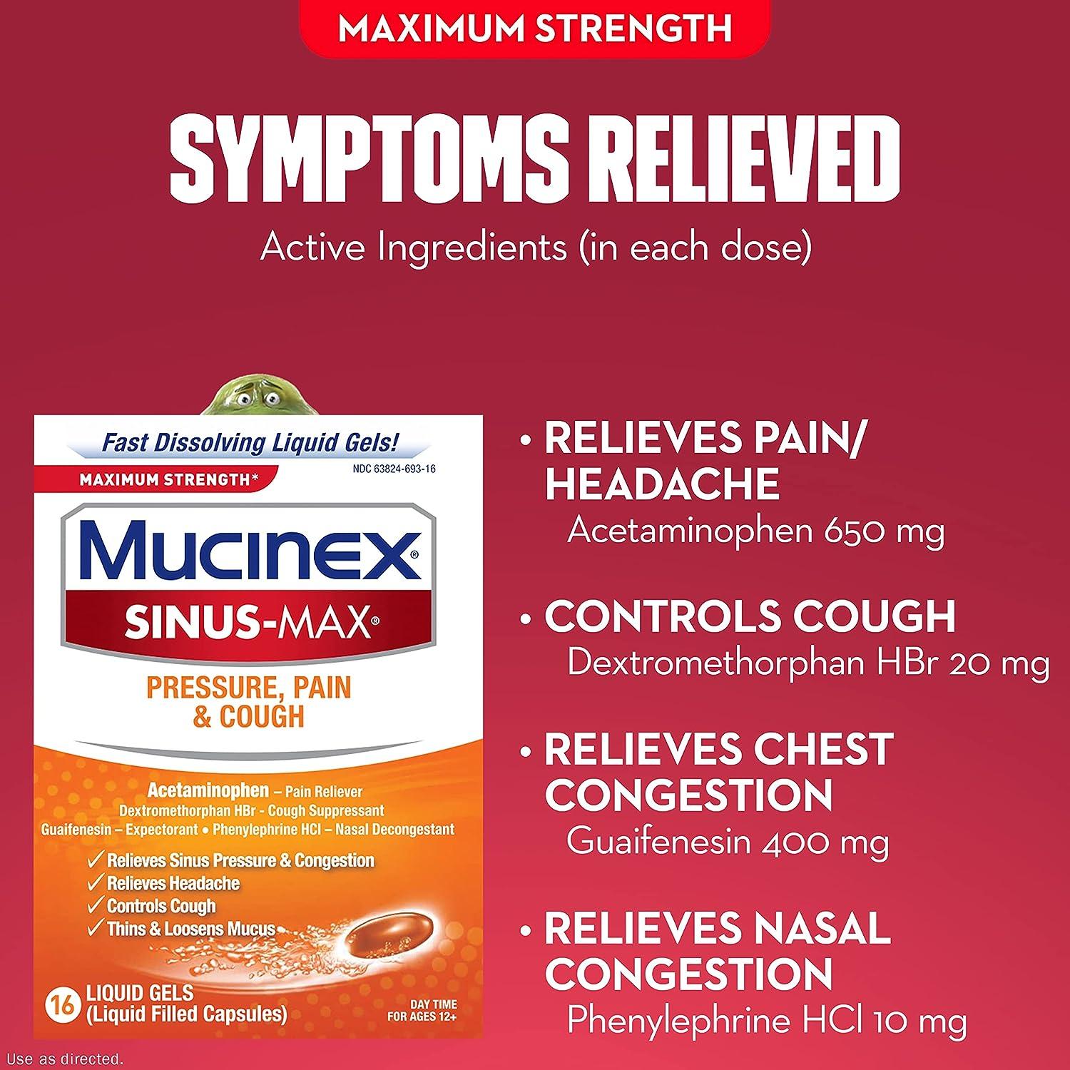 Mucinex Sinus-Max Max Strength Liquid Gels - 16 ea | Buy Now with ...