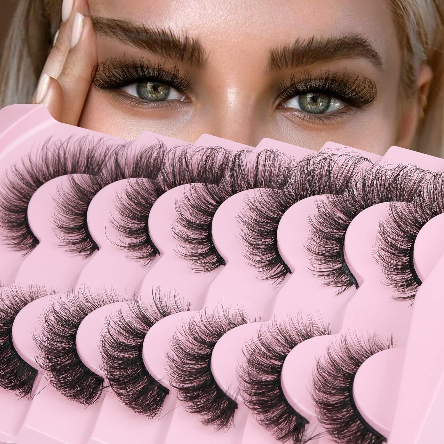 Buy 3D False Eyelashes - Natural Look Russian Cat Eye D Curl Lashes by ...