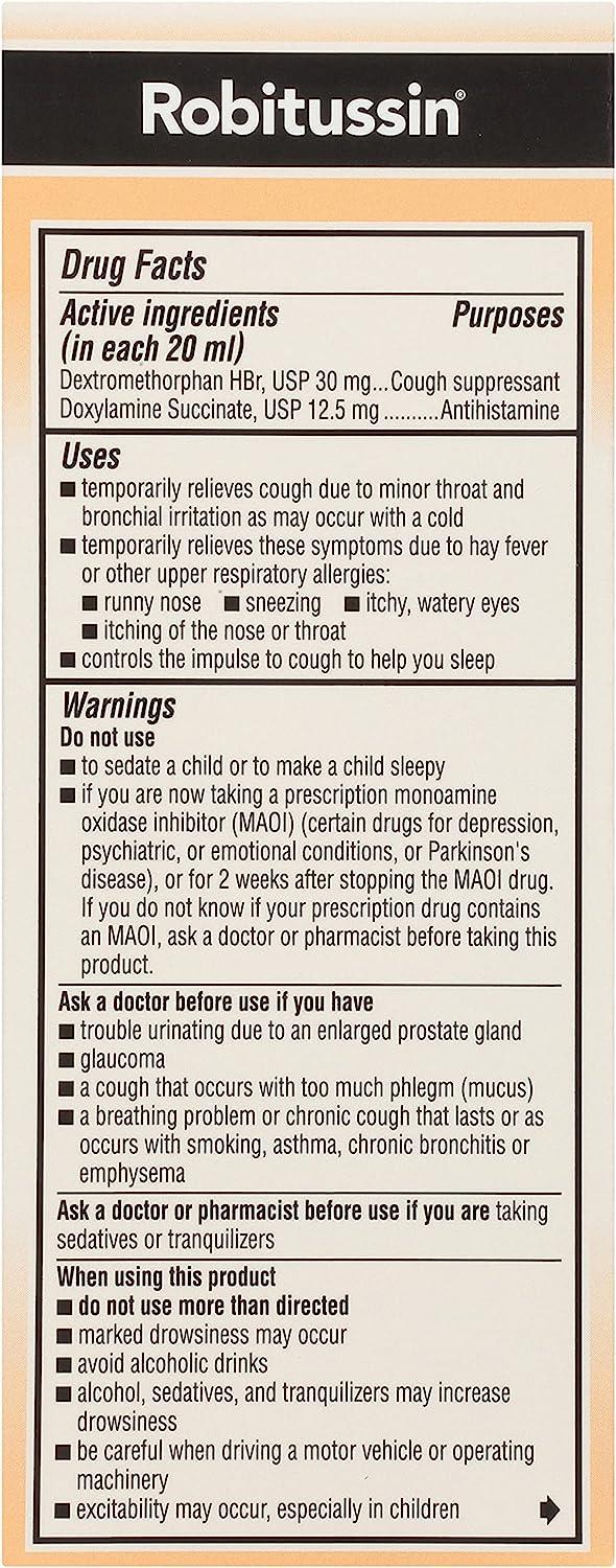 Robitussin Maximum Strength Nighttime Cough DM Honey Flavor - 4 Fl Oz ...