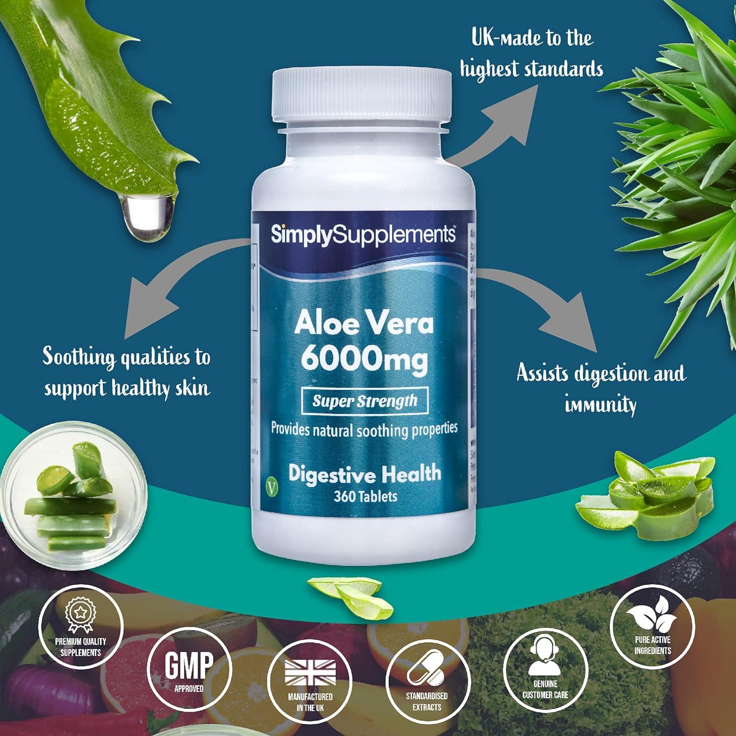 Aloe Vera Tablets 6000mg - Vegan & Vegetarian Friendly - 360 Tablets ...