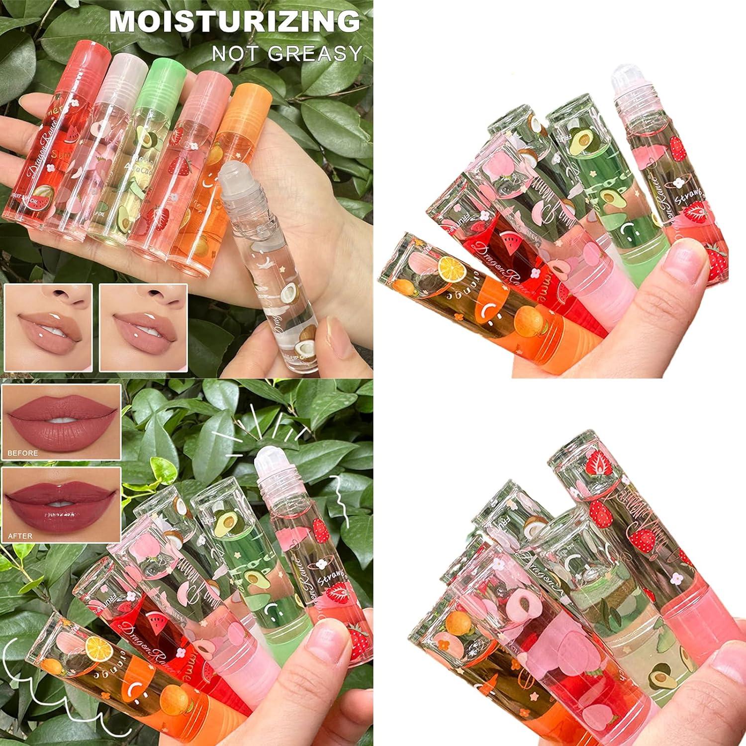 Portable Rollerball Lip Oil Clear Gloss For Hydrated Lips Moisturizing ...