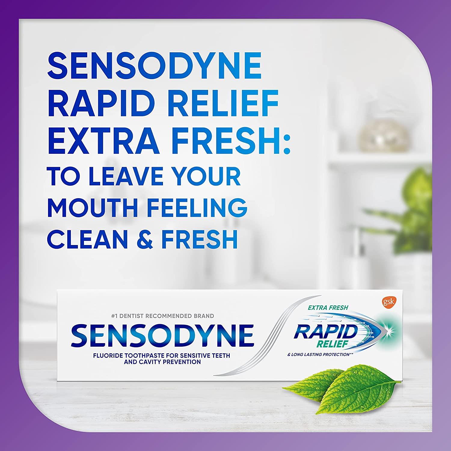 Sensodyne Rapid Relief Sensitive Toothpaste Extra Fresh 3.4oz (Pack of ...