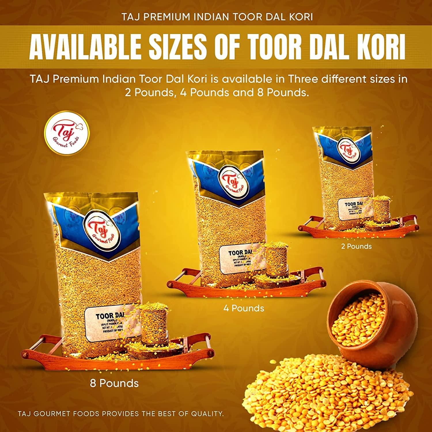 Taj Premium Indian Toor Dal Kori Unoily Madhi 8lb - Pack of 1 | Buy Now ...