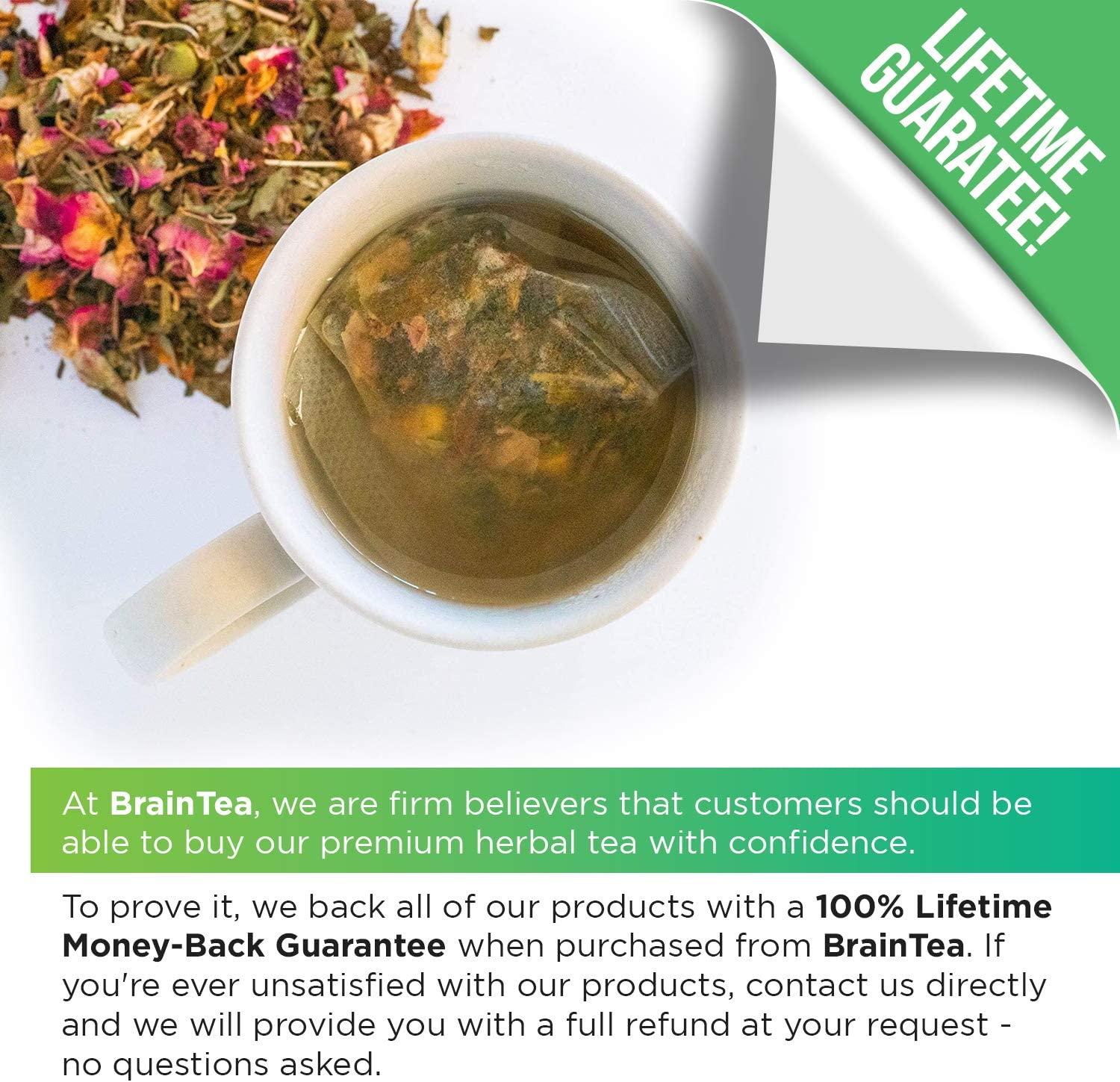 Organic Brain Tea with Gotu Kola, Ginkgo Biloba, Lion's Mane Mushroom ...