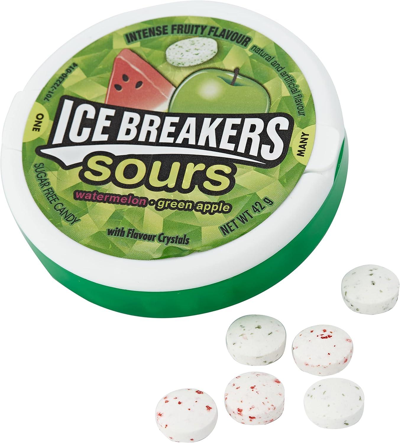 Ice Breakers Sours Sugar Free Mints - Watermelon & Green Apple 42g ...