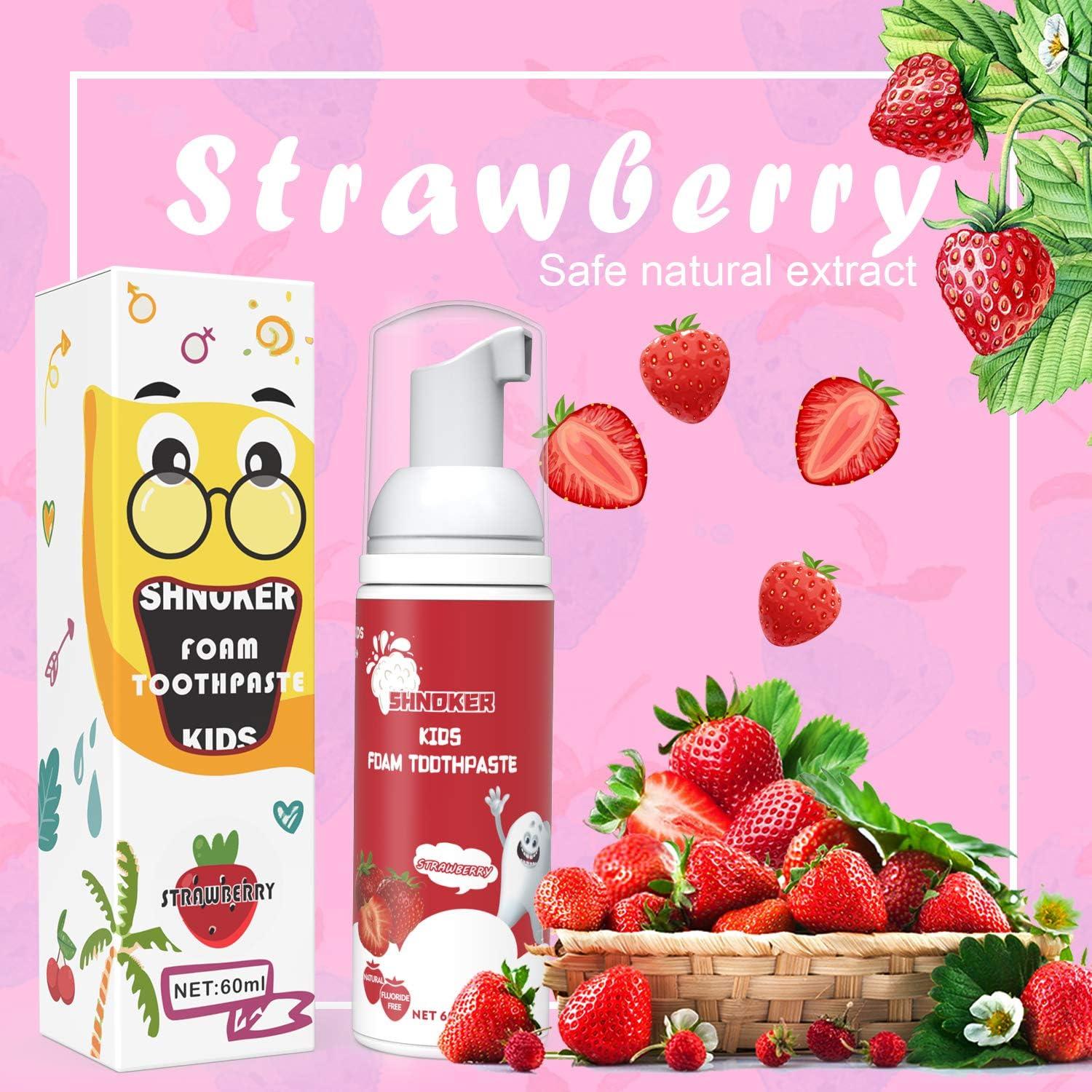 Kids Foam Toothpaste - Strawberry Flavor, Fluoride-Free Natural Formula ...