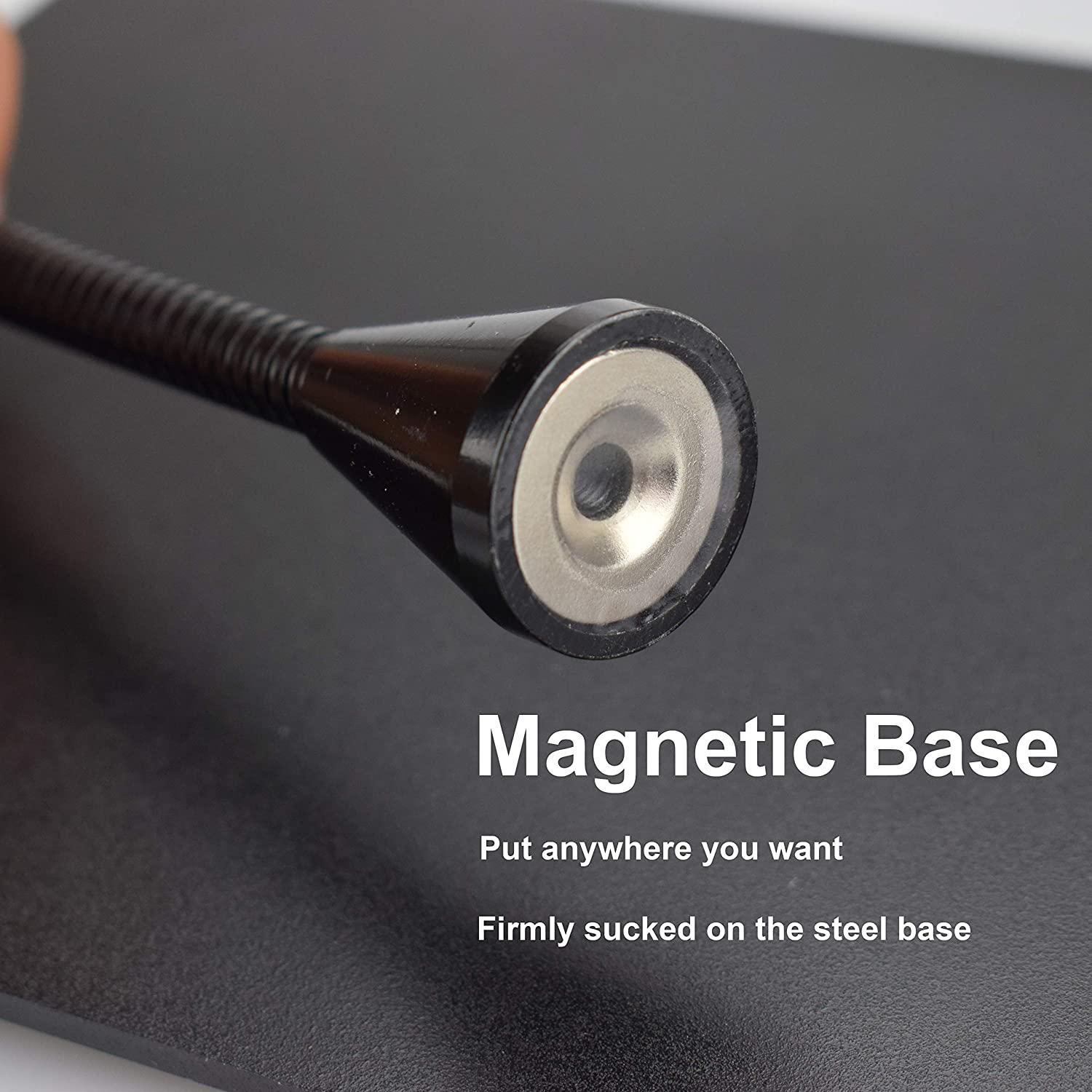 Flexible Gooseneck LED 3X Magnifier Lamp with Strong Magnetic Base for ...