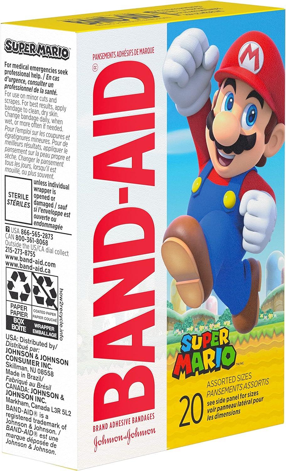 Band-Aid Super Mario 20 Count Assorted Sizes - Fun and Colorful ...
