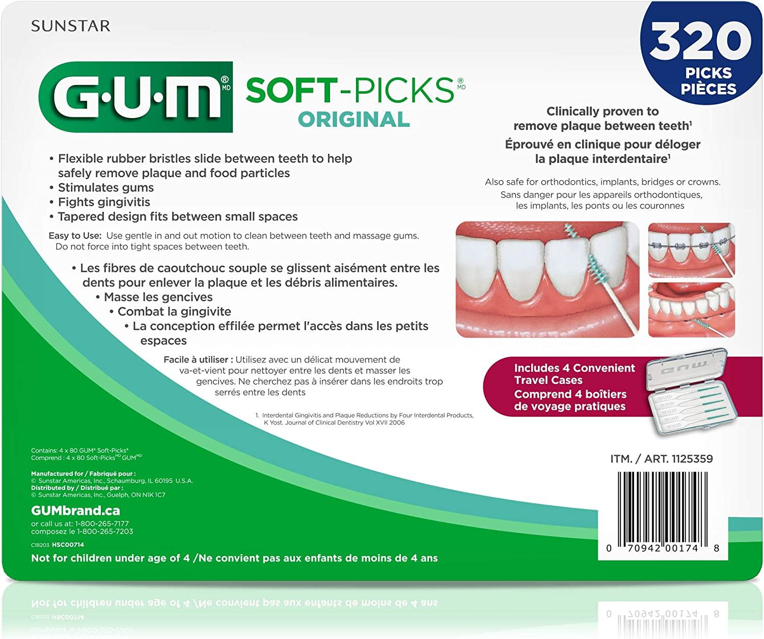 GUM Soft-Picks Original Dental Picks 320 Count - Gentle Dental Care ...