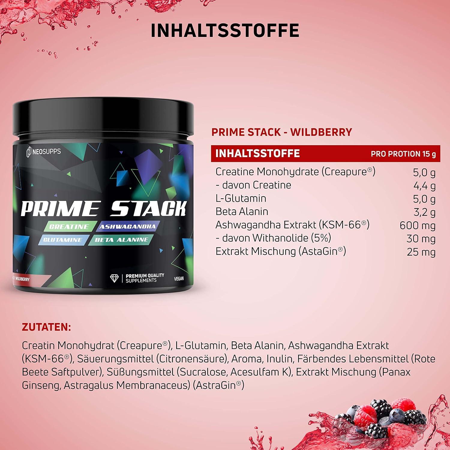 Neosupps Prime Stack - Wildberry 450g | Enhance Muscle Strength ...