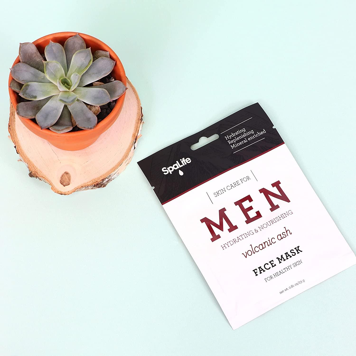 SpaLife Men's Volcanic Ash Facial Masks - Hydrating, Purifying, Anti ...