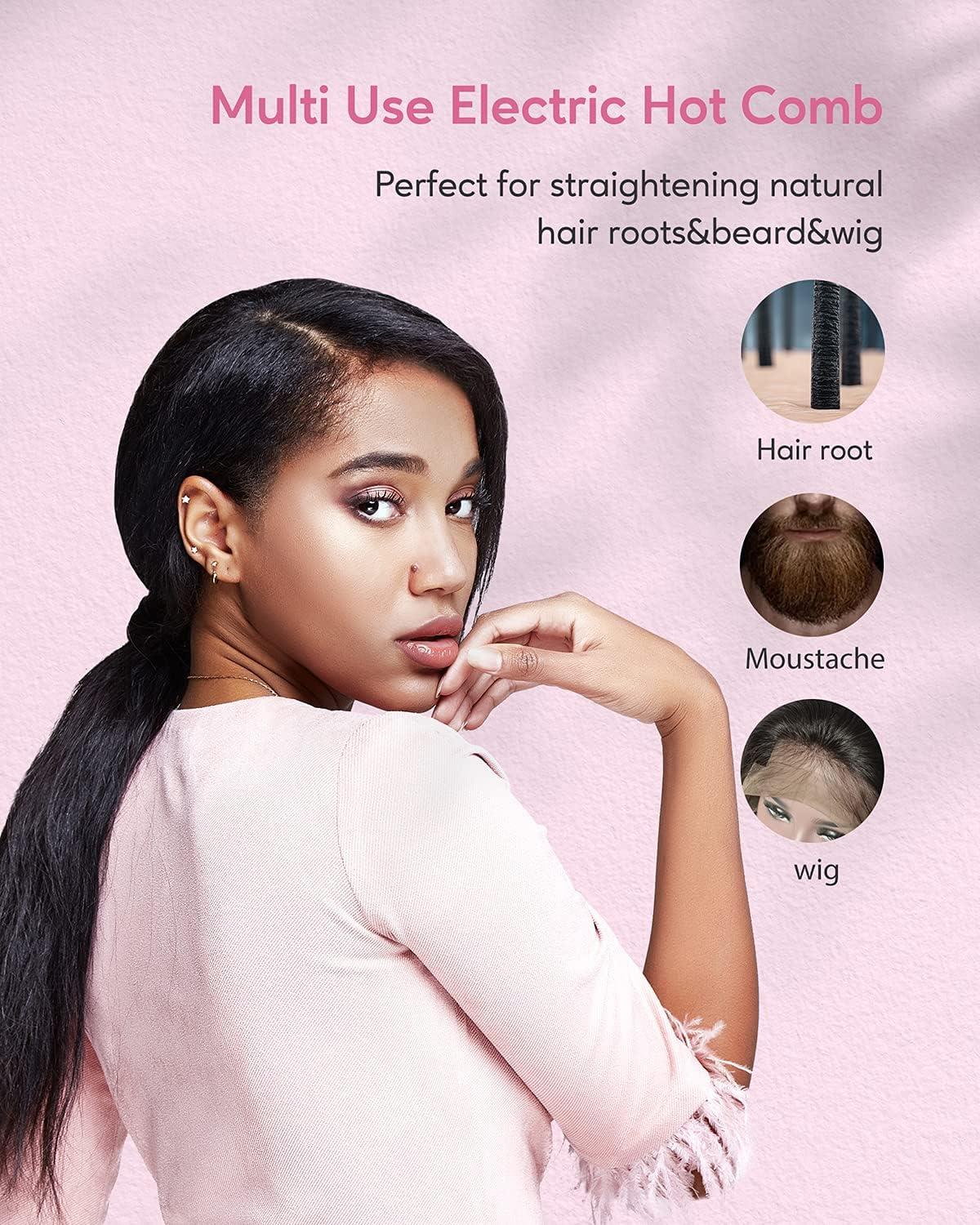 Terviiix Electric Hot Comb for Wigs & Afro Hair - Anti-Scald Pressing ...