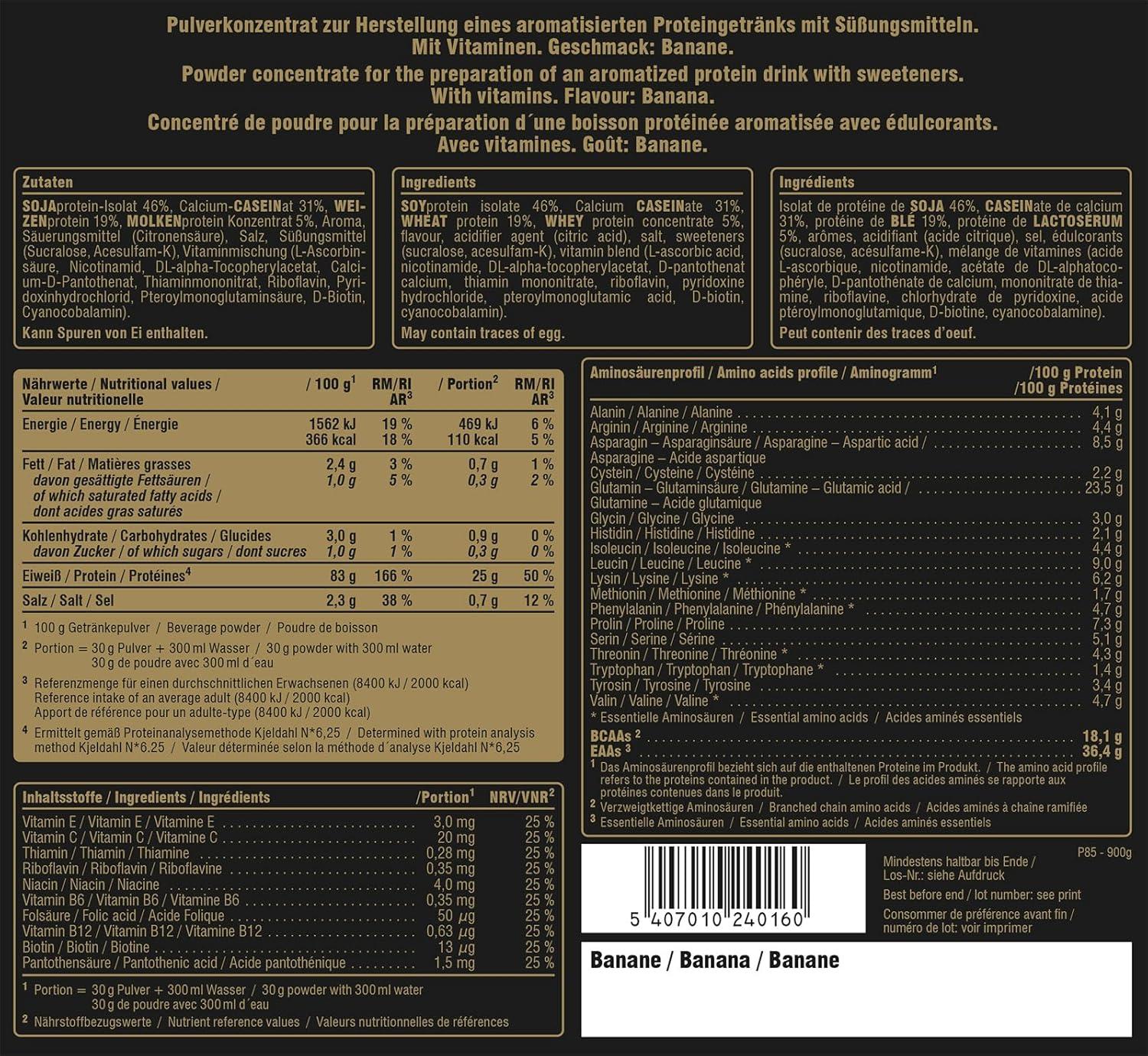 PEAK Protein 85 - 900g Banana Flavor | 30 Portions | Multi-Component ...
