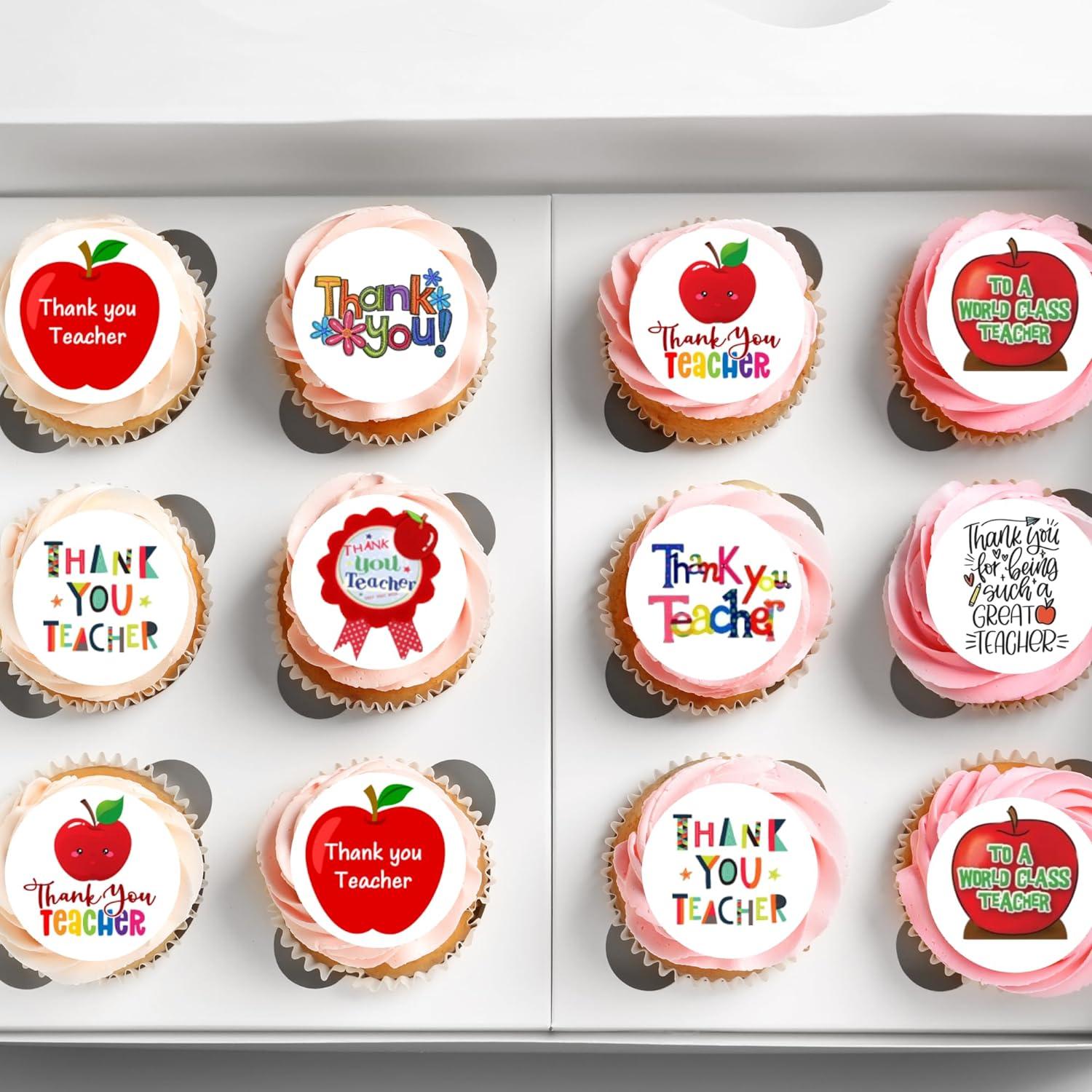 20 x Pre-Cut ThankYou Teacher School Edible Wafer Cupcake Toppers Cake ...