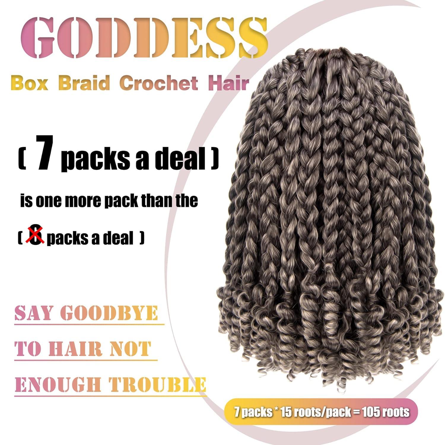 7 Packs 10 Goddess Box Braid Crochet Hair with Toni Curl Ends - Ombre ...