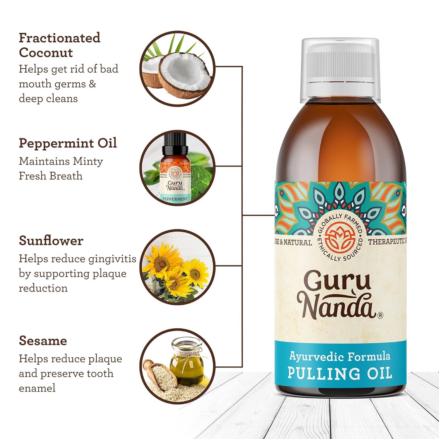 GuruNanda Original Advanced Coconut & Peppermint Oil Pulling Mouthwash ...