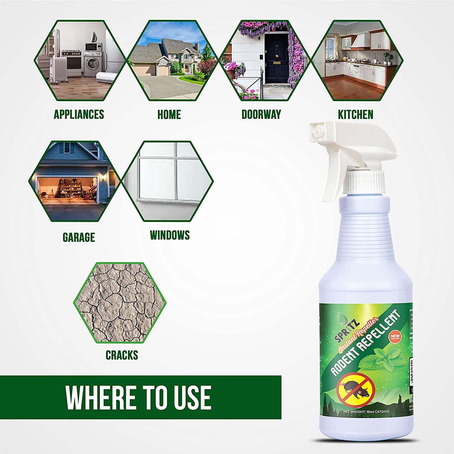 16oz Spritz Rodent Repellent with Peppermint Oil - USA Made Non-Toxic ...