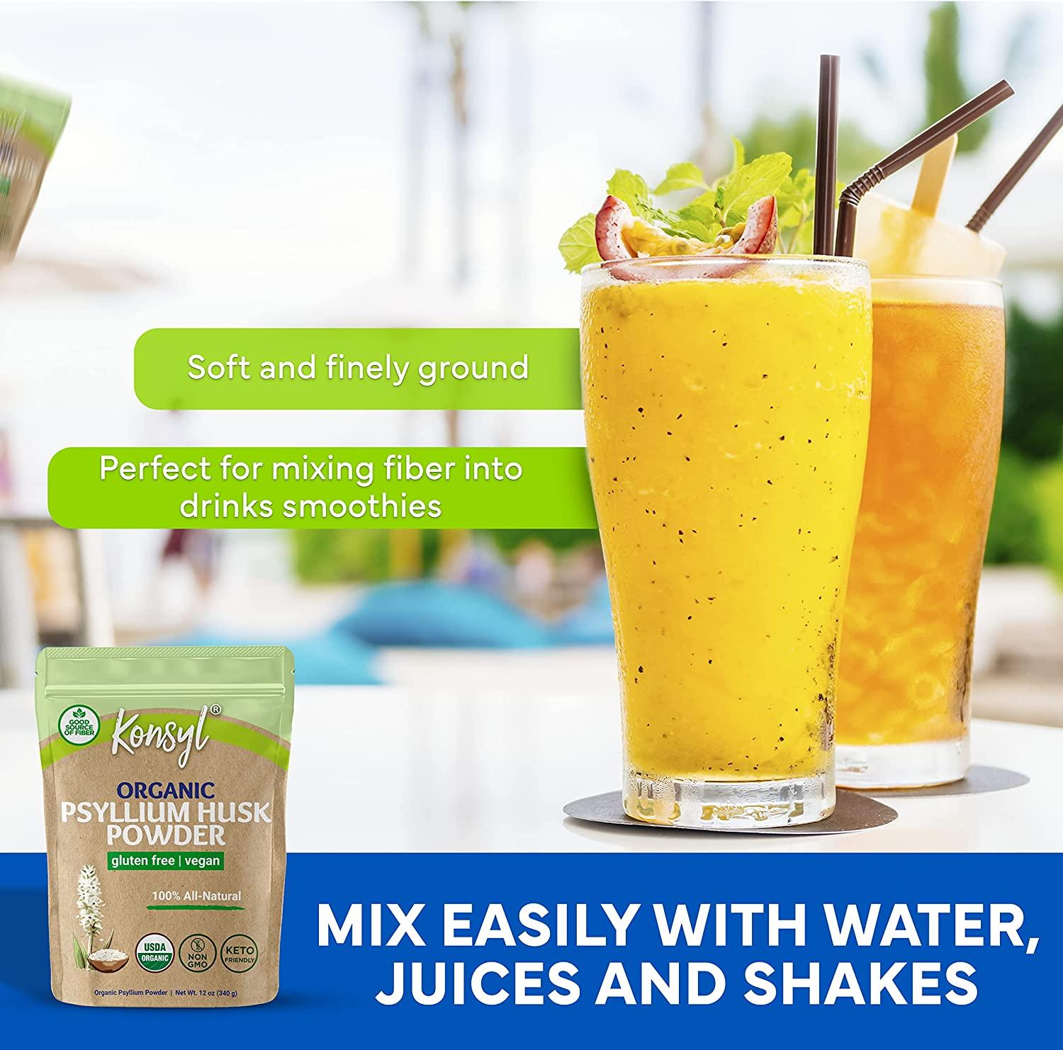 Konsyl Organic Psyllium Husk Powder - 340g Gusset Bag - USDA Certified ...
