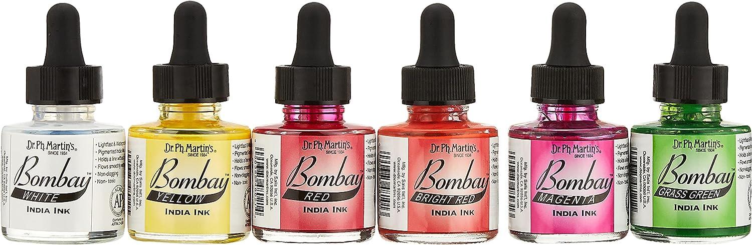 Dr. Ph. Martin's Bombay India Ink Set 1 - 12 Bottles of 1.0 oz Set 1 ...